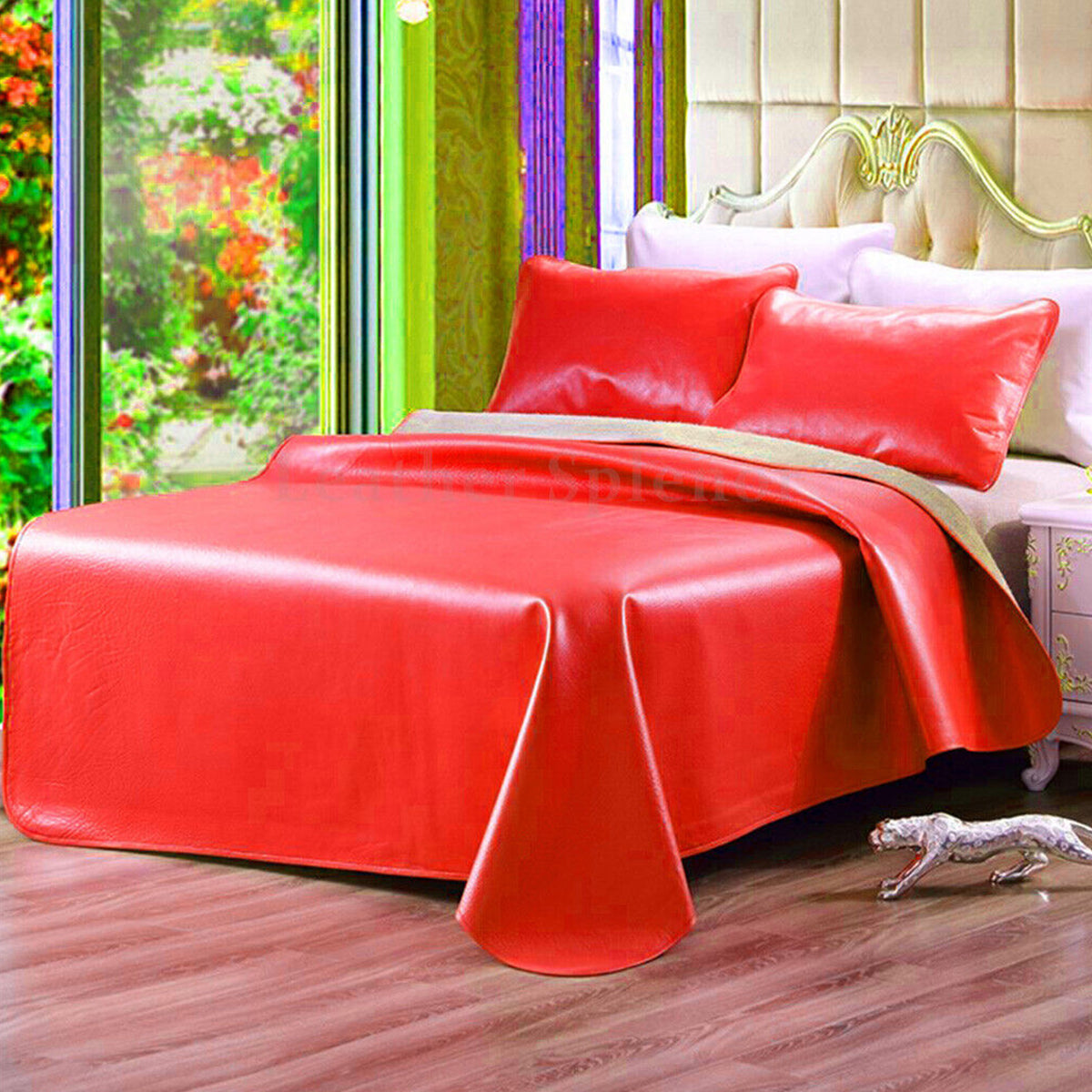 Faux Leather Shiny Leather Bedsheet Set | HOTLEATHERWORLD
